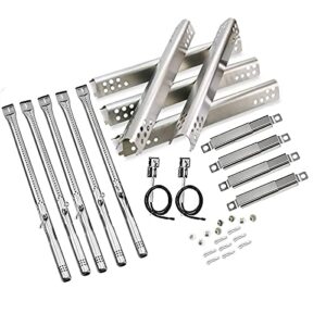 uniflasy replacement parts kit for charbroil performance 5 burner 463347519, 475 4 burner 463347017, 463673017, 463376018p2, heat plate tent shield, grill burner pipe, adjustable crossover tube