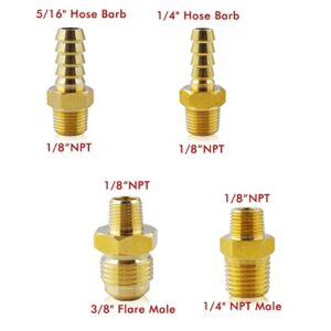 MCAMPAS 0-20Psi High Pressure Adjustable Propane Regulator Valve Kit.QCC1 Regulator Valve & POL LP Tank Service Valve.5/16"&1/4" Hose Barb Connector,1/4" NPT & 3/8" Flare Male Fitting(QCC1 Connector)