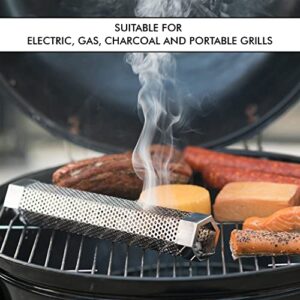 SAKIY Smoke Tube for Pellet smoker 12 inches Hexagon Portable BBQ works as a Cold/Hot Smoking fits in all sorts of grill - Stainless Steel Tube, Nonstop 5 hrs. Billowing