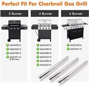 Yiming Grill Replacement Parts for Charbroil Advantage Series 3 Burner 463343015, 463642116, 463435115, 463436815, 463335115 Grill Models. Stainless Pipe Burner, Heat Plate, Carryover Tube Kit.