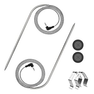 2-pack replacement part for masterbuilt meat probe, 9004190170 temperature probe accessories compatible with masterbuilt gravity series 560/800/1050, with grill clips and probe grommet