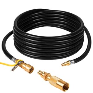 shinestar 12ft propane quick-connect hose, lp quick disconnect propane hose with adapter for blackstone 17/22-inch griddle for rv to grills, extension hose with safety shutoff valve and full flow plug