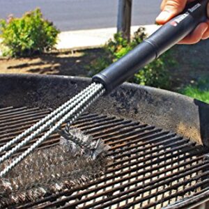 Burley Brush 3X Stainless Grill Brush, Ultimate Cleaning Brush for your BBQ Grill, Long 18" Handle, Heavy Duty Construction, Built to Last with Rugged Twist Wire Design - Works great with all Weber, Charbroil, Traeger and all Porcelain Style Grills - Make