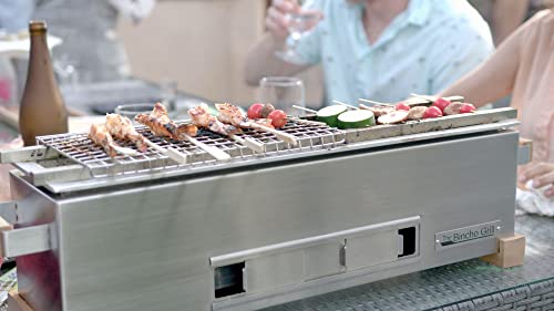 The Bincho Grill GR610S Yakitori Tabletop Charcoal Japanese Style Griller, Robata 24" Made in USA