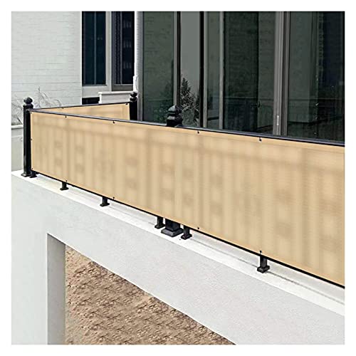 ALBN Balcony Privacy Screen Cover Outdoor Windbreak Net Fence Sunshade Weatherproof HDPE Tear Resistance Balcony Covering with Cable Ties (Color : Beige, Size : 90x240cm)