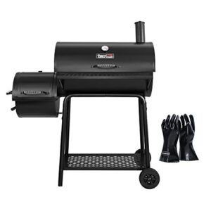 royal gourmet cc1830fg charcoal grill with high heat-resistant bbq gloves, 811 square inches, black, backyard cooking with offset smoker