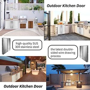 Marada Outdoor Kitchen Doors,304 Stainless Steel Access BBQ Doors with Vents All Brushed Stainless Steel Flush Mount Double Wall Door for BBQ Island & Grill,Outdoor Kitchen(24'" W x 24" H)