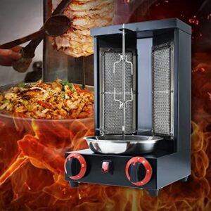 XGN Shawarma Machine Gas Doner Kebab Machine Chicken Gyro Grill Homemade Vertical Rotisserie with 2 Burners 110V Stainless Steel for Home, Outdoor(Black)