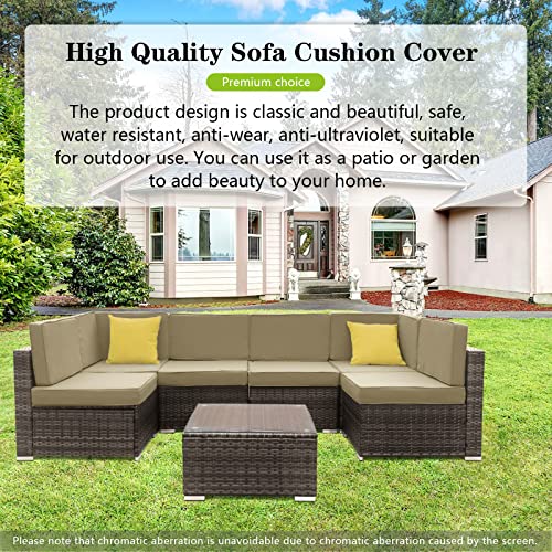 FKSLIFE Patio Cushion Covers Replacement,Outdoor Patio Cushion Covers Replacement Waterproof (23.6 * 23.6 * 4.7 inches, Brown)