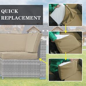 FKSLIFE Patio Cushion Covers Replacement,Outdoor Patio Cushion Covers Replacement Waterproof (23.6 * 23.6 * 4.7 inches, Brown)