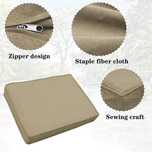 FKSLIFE Patio Cushion Covers Replacement,Outdoor Patio Cushion Covers Replacement Waterproof (23.6 * 23.6 * 4.7 inches, Brown)