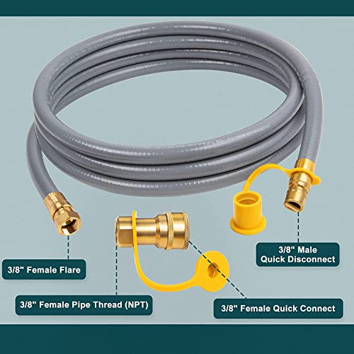 GASPRO 3/8" ID Natural Gas Hose, Low Pressure LPG Hose with Quick Connect, for Weber, Char-broil, Pizza Oven, Patio Heater and More, 12-Foot