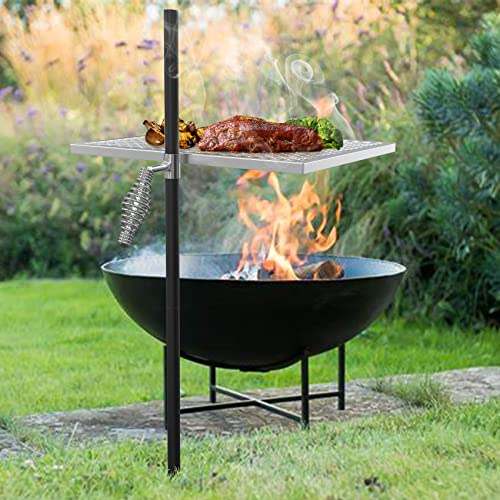 only fire Swivel Campfire Grill Adjustable Open Fire Grill Grate, Mesh Cooking Grate for Fire Pit Grilling, Outdoor Camping, Hiking