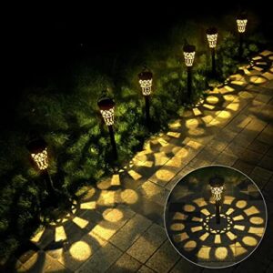 newvivid 6 packs pathway solar lights outdoor garden solar lamps garden stake light, solar powered pathway lights waterproof landscape lighting for patio, yard, walkway sidewalk courtyard black