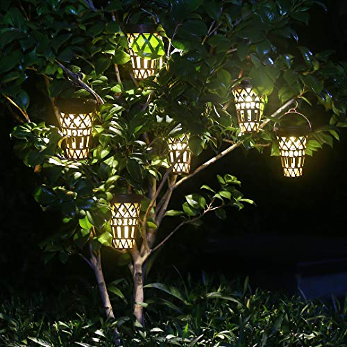 newvivid 6 Packs Pathway Solar Lights Outdoor Garden Solar Lamps Garden Stake Light, Solar Powered Pathway Lights Waterproof Landscape Lighting for Patio, Yard, Walkway Sidewalk Courtyard Black