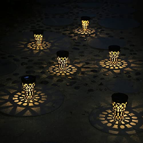 newvivid 6 Packs Pathway Solar Lights Outdoor Garden Solar Lamps Garden Stake Light, Solar Powered Pathway Lights Waterproof Landscape Lighting for Patio, Yard, Walkway Sidewalk Courtyard Black