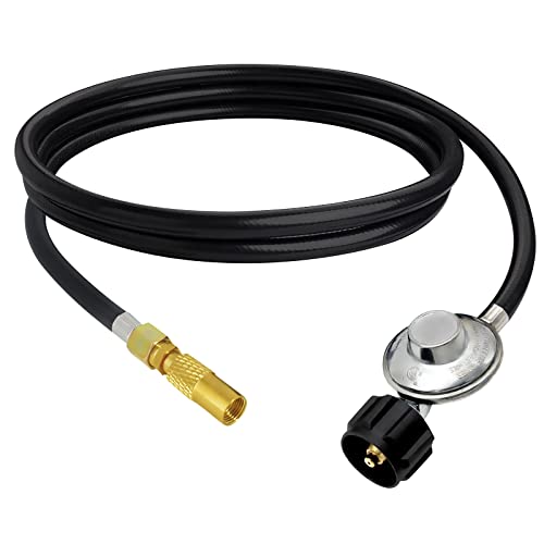 MCAMPAS 5 Feet Propane Adapter Hose with Regulator Only for Coleman Roadtrip LXE Portable Grill,Replacement Parts Connect to 5lb -20 lb Large Propane Tank