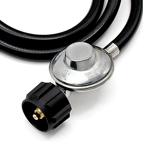 MCAMPAS 5 Feet Propane Adapter Hose with Regulator Only for Coleman Roadtrip LXE Portable Grill,Replacement Parts Connect to 5lb -20 lb Large Propane Tank