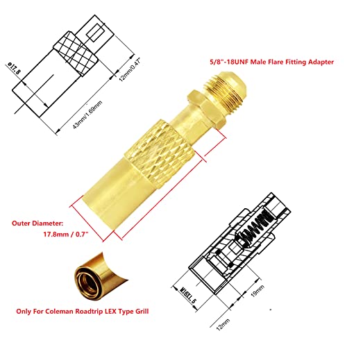 MCAMPAS 5 Feet Propane Adapter Hose with Regulator Only for Coleman Roadtrip LXE Portable Grill,Replacement Parts Connect to 5lb -20 lb Large Propane Tank