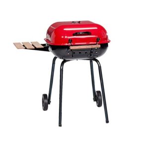 Americana Swinger Charcoal Grill with Two Side Tables, Red