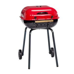 Americana Swinger Charcoal Grill with Two Side Tables, Red