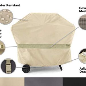 Covermates Grill Cover – Weather Resistant Polyester, Adjustable Drawcord, Mesh Vent, Grill and Heating-Khaki