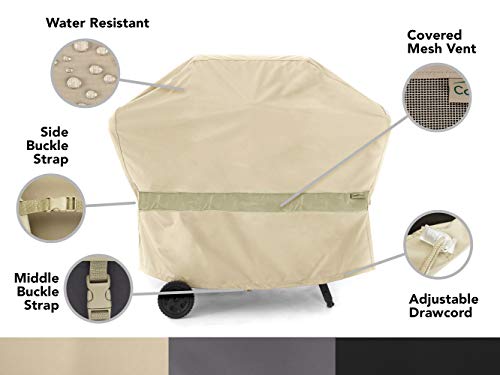 Covermates Grill Cover – Weather Resistant Polyester, Adjustable Drawcord, Mesh Vent, Grill and Heating-Khaki