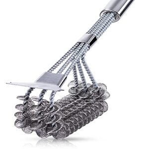 bristle free grill brush, bbq brush, grill scraper, safe grill brush, best grill brush, stainless grill brush by loocian