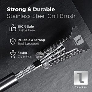 Bristle Free Grill Brush, BBQ Brush, Grill Scraper, Safe Grill Brush, Best Grill Brush, Stainless Grill Brush by LOOCIAN