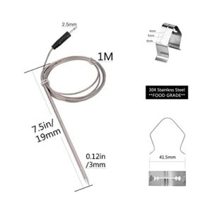 Calculs Meat Thermometer Grilling Replacement Probe 3 Pcs with 3 Temp Probe Clips Barbecue Holder for Smoker Compatible with Thermopro