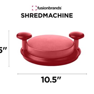 FusionBrands ShredMachine, Red -The Quick, Easy to Use Alternative to Bear Claws Meat Shredder for Pulled Pork, Beef, Chicken, & More - BPA Free Hand Shredder with Easy to Grip Handles, Non-Skid Base