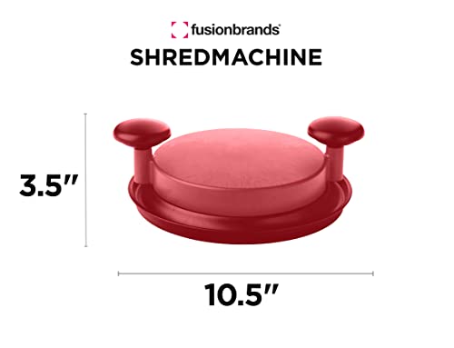 FusionBrands ShredMachine, Red -The Quick, Easy to Use Alternative to Bear Claws Meat Shredder for Pulled Pork, Beef, Chicken, & More - BPA Free Hand Shredder with Easy to Grip Handles, Non-Skid Base