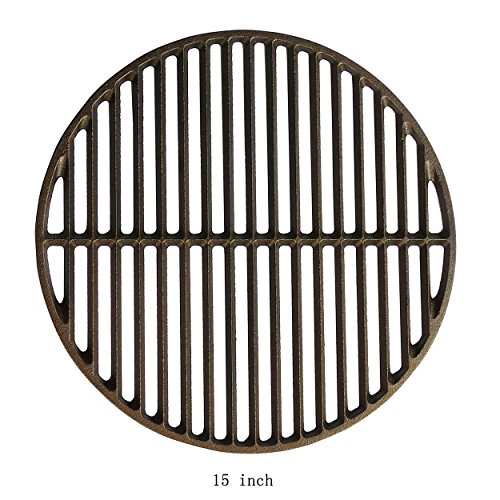 Dracarys 15" Cast Iron Grate Grids Sear Grate Fire Pit, Round Cooking Grate Big Green Egg Accessories Fit for Medium Big Green Egg Grill Dome Char-Griller or Same Size Charcoal Grill(Medium - 15")