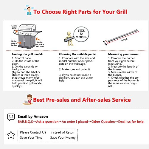 Hisencn Grill Burner Tube Replacement for Brinkmann 810-2511-S, 810-2512-S, 810-3660-S, 810-4220-S,  810-4535-S and more Gas Grill Models, 15 5/16 inch Stainless Steel Burner Pipe