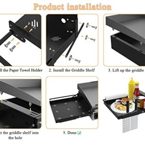 MOASKER New Upgraded Griddle Caddy Shelf for Blackstone 17"/ 22"/ 28" Griddle, Addition Side Rack Storage Tray with Paper Towel Holder, Spatula Holder Organizer for Blackstone Grill Accessories