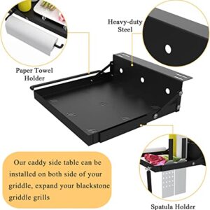 MOASKER New Upgraded Griddle Caddy Shelf for Blackstone 17"/ 22"/ 28" Griddle, Addition Side Rack Storage Tray with Paper Towel Holder, Spatula Holder Organizer for Blackstone Grill Accessories