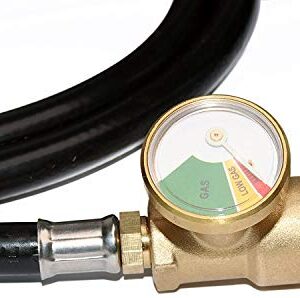 DOZYANT 5 Feet Propane Tank Extension Hose with Gauge -Leak Detector Replacement for Gas Grill, Heater and All Other Propane Appliances, Acme to Male QCC/POL Fittings