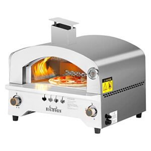 big horn outdoors gas pizza oven, portable propane pizza oven with 13 inch pizza stone, stainless steel pizza maker for outdoor cooking