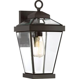 quoizel rav8408wt ravine outdoor wall sconce lighting, 1-light, 100 watt, western bronze (16"h x 8"w)