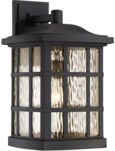 quoizel snn8411k stonington outdoor wall sconce lighting, 1-light, 150 watt, mystic black (17"h x 11"w)