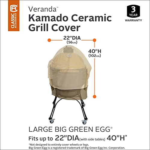 Classic Accessories Veranda Water-Resistant 22 Inch Kamado Ceramic BBQ Grill Cover