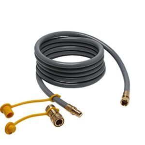 XYS MNS 12 feet natural gas hose 3/8-inch natural gas quick disconnect kit, CSA certified, low pressure outdoor NG/propane equipment for barbecues, grills, fire pits, generators, heaters, etc.