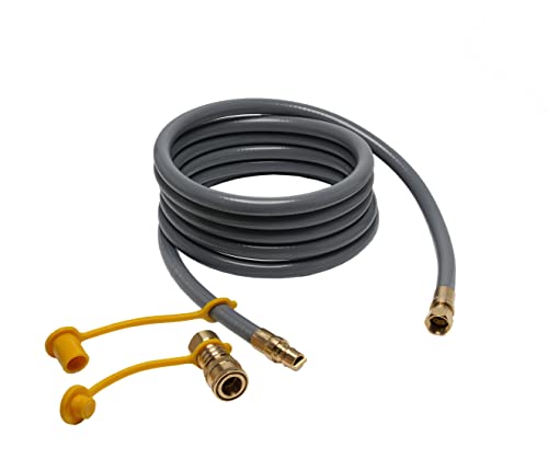 XYS MNS 12 feet natural gas hose 3/8-inch natural gas quick disconnect kit, CSA certified, low pressure outdoor NG/propane equipment for barbecues, grills, fire pits, generators, heaters, etc.