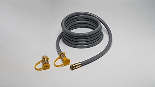 XYS MNS 12 feet natural gas hose 3/8-inch natural gas quick disconnect kit, CSA certified, low pressure outdoor NG/propane equipment for barbecues, grills, fire pits, generators, heaters, etc.