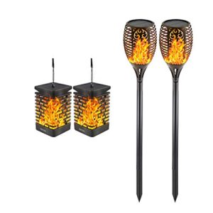 eoyizw solar lights outdoor flickering flame solar lantern outdoor hanging decorative lanterns with solar powered waterproof decorations for patio garden deck yard