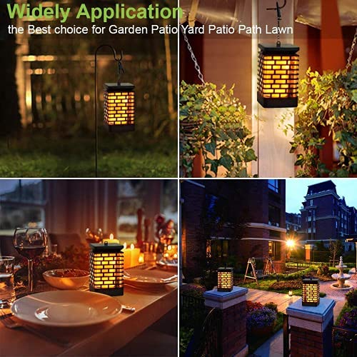 EOYIZW Solar Lights Outdoor Flickering Flame Solar Lantern Outdoor Hanging Decorative Lanterns with Solar Powered Waterproof Decorations for Patio Garden Deck Yard