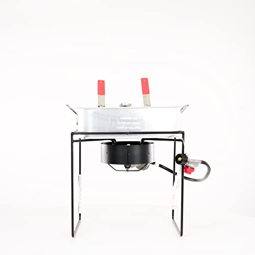 King Kooker 1618A 16" Portable Propane Outdoor Cooker with Aluminum Fry Pan Silver Extra Large