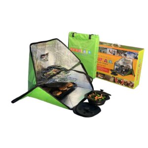 sunflair portable solar oven deluxe with complete cookware, dehydrating racks and thermometer