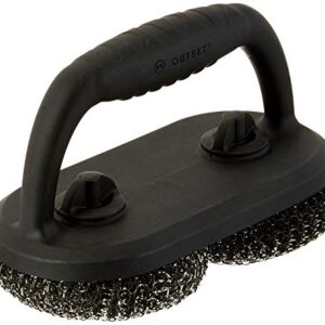 Outset 76226 Short Handle Mesh Scrubber Grill Brush, Black