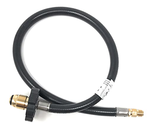 2' LP Propane Gas Hose Assembly Pig Tail Soft Nose POL x 1/4 Male Inverted Flare [948-746] High or Low Pressure. Converts POL LP Tank cylinder Connection RV Replacement Part